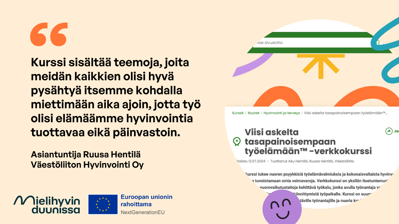5 askelta tasapainoisempaan työelämään™ -verkkokurssi on julkaistu ja ...